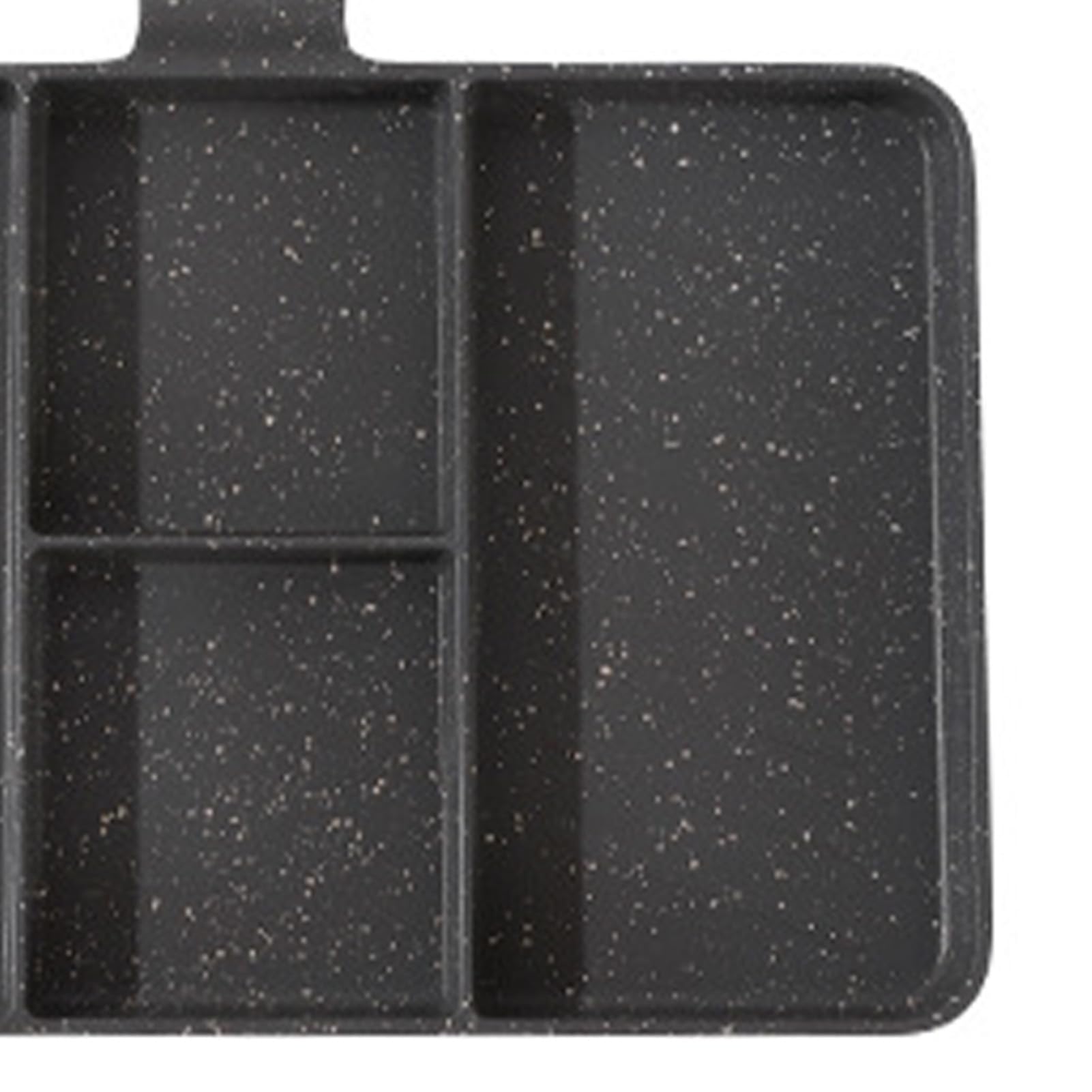 Divided Grill Pan, Aluminum Nonstick Divided Stove Top Grill Pan 4 Section Breakfast Pan with Divider for Indoor Cooking Divided Frying Pan Breakfast Grilling Pan for Frying Eggs Steak(Black)