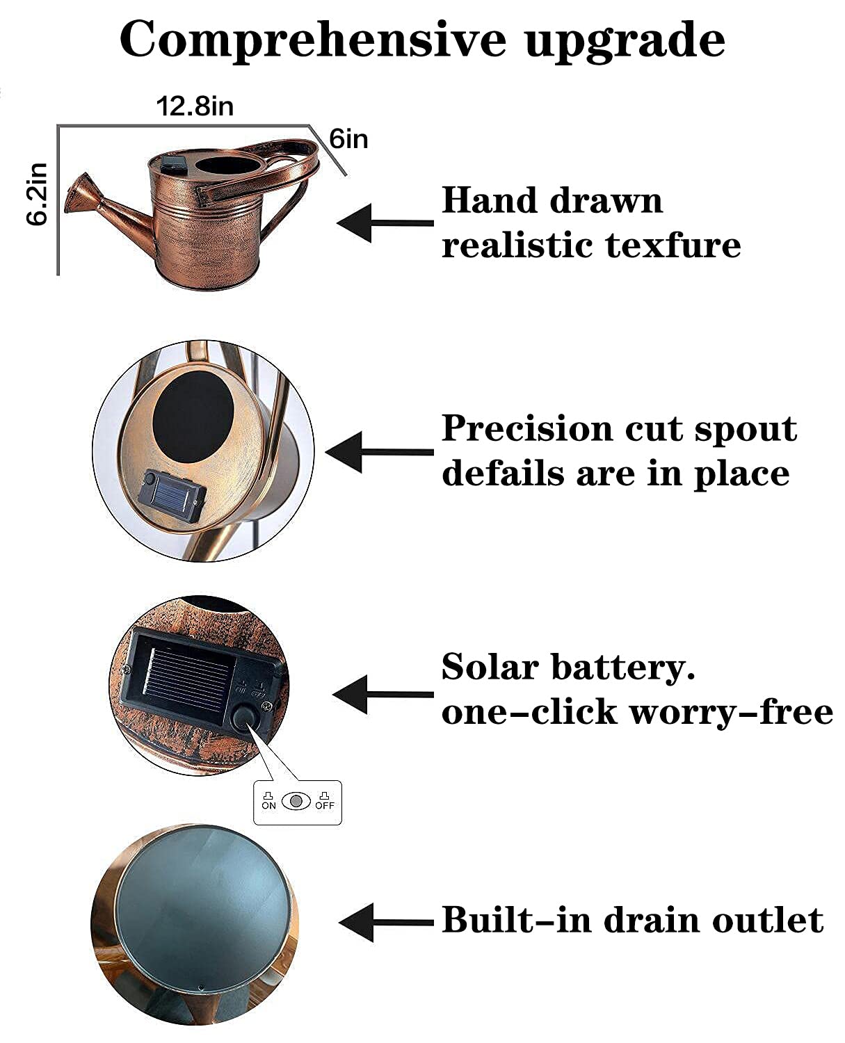 Watering can with Lights,Solar Star Shower Light with Stake Firefly Bunch Lights Fairy Copper Wire Waterproof String Lights, Solar Lanterns Outdoor Waterproof,Outdoor Garden Metal Decor Lights