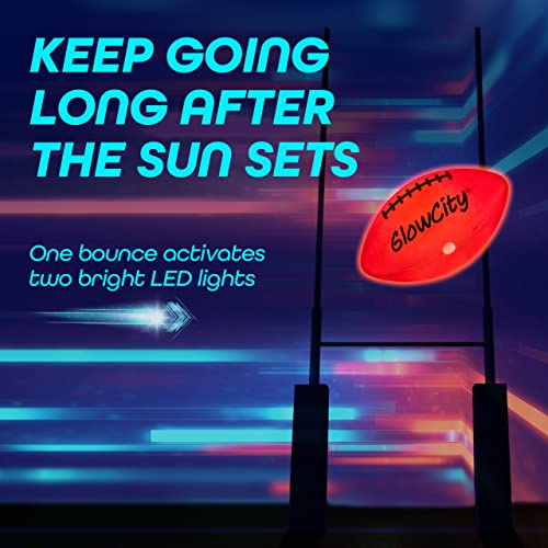 GlowCity Glow in The Dark Football - Light Up, Official Size Footballs - LED Lights and Pre-Installed Batteries Included