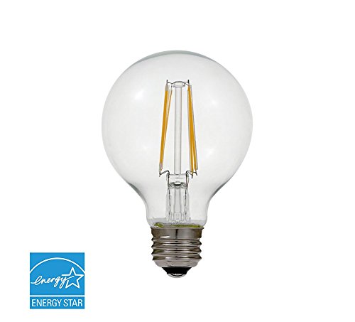 Euri Lighting VG25-2000e LED G25 Bulb, Filament Line, Warm White 2700K, Dimmable, 7.5W (60W Equivalent), 800 lm, Clear, 360 Degree Beam Angle, Damp Rated, E26 Base, UL & E-Star Listed