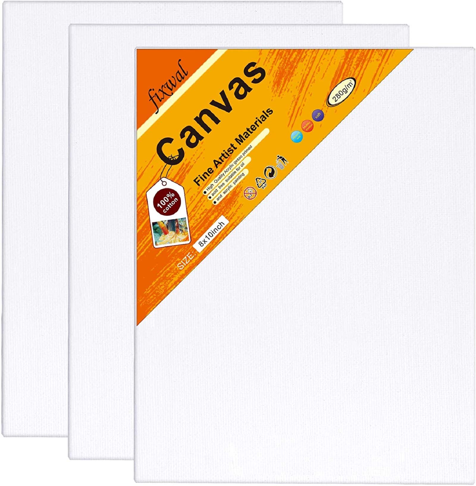 Canvases for Painting, 8 x 10 Canvas (Pack of 3), Canvas Panels Value Pack for Oil & Acrylic Painting