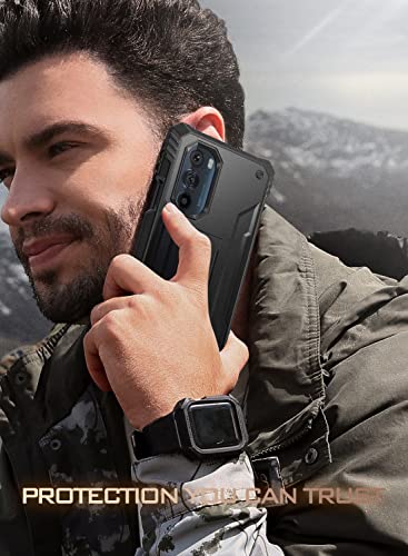 Poetic Revolution Case for Moto Edge Plus 5G 6.7" (2022) / Edge+ 5G UW (2022), Model # XT2201, Full-Body Rugged Shockproof Protective Cover with Kickstand and Built-in-Screen Protector, Black