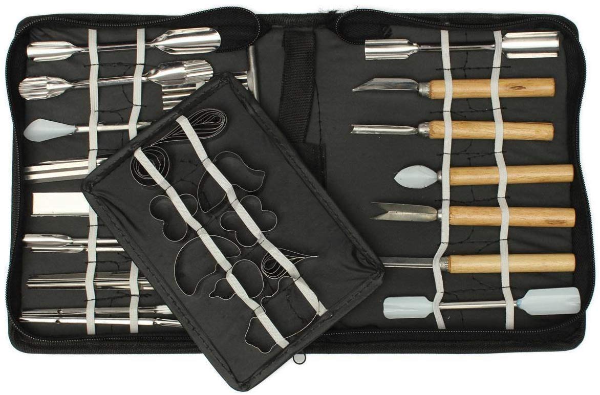 eoocvt Culinary Carving Tool Set Fruit Vegetable Food Garnishing Cutting Slicing Peeling Culinary Garnish Tools Kit (46 pcs)