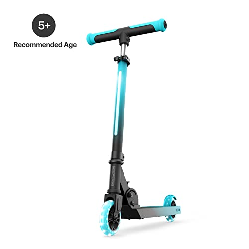 Jetson Scooters - Juno Kick Scooter (Blue) - Collapsible Portable Kids Push Scooter - Lightweight Folding Design with High Visibility RGB Light Up LEDs on Stem and Wheels