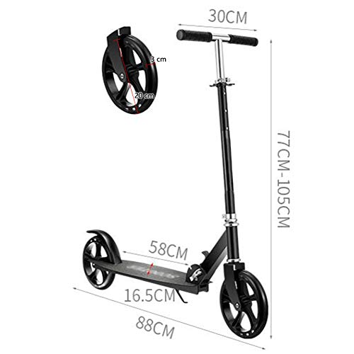 Chunlan Adult Scooter Foldable Foot Brake PU Solid Tire Adjustable Height Child Commute School 100kg Load Non-Electric