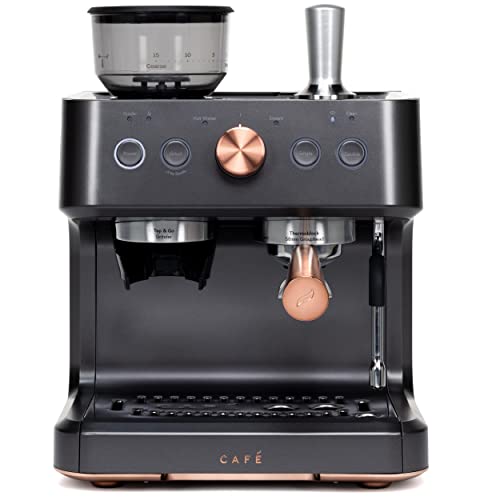Café Bellissimo Semi Automatic Espresso Machine + Milk Frother | WiFi Connected| Built-In Bean Grinder, 15-Bar Pump & 95-Ounce Water Reservoir | Matte Black, C7CESAS3RD3