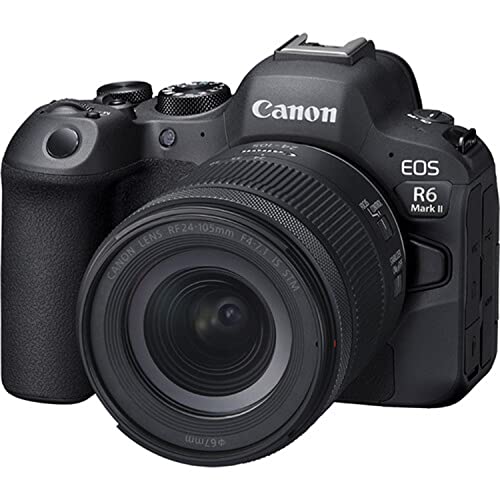 Canon EOS R6 Mark II Mirrorless Camera with RF 24-105mm STM Lens + EF 75-300mm III Lens + RF 50mm f/1.8 STM + Accessories Including: 2X 64GB Memory Cards + TTL Flash, Extra Battery, Case & More