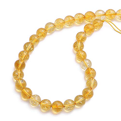 BEADIA Natural Yellow Quartz Crystal Stone Round Loose Semi Gemstone Beads for Jewelry Making 6MM 61PCS