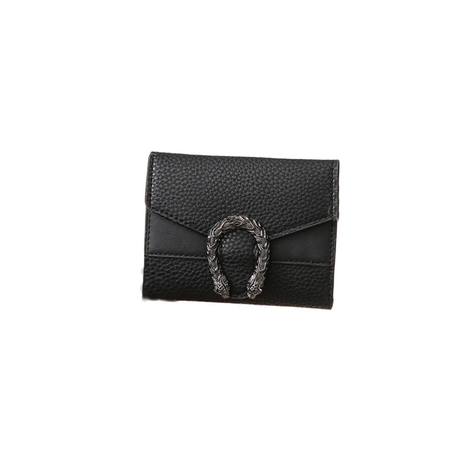 DFSYDS Wallets - Solid Color Small Wallets Women Short Folding Coin Purses Handbags Women's Bags Women's Wallets (Color : A2 Black)