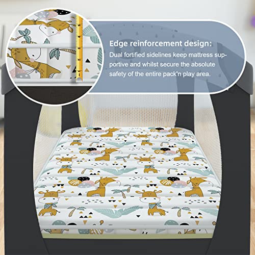 Moonlight Family Noiseless 3” Pack n Play Mattress, 38”x26” Premium Foam Portable Pack and Play Mattresses, Odorless & Steady Playard Mattress fits ONLY Playpens (28.5 * 39.5"), Giraffe