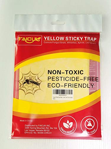 Faicuk 20-Pack Dual-Sided Yellow Sticky Traps for Flying Plant Insect Like Fungus Gnats, Aphids, Whiteflies, Leafminers - (6x8 Inches, Twist Ties Included)