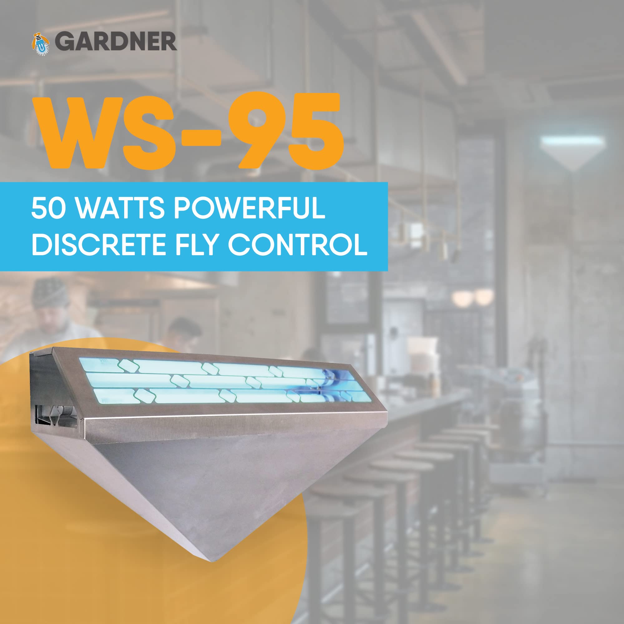 Gardner WS-95 Wall Sconce Fly Light Trap Lamp β Powerful Shatterproof UV Light - Hides Captured Flies, Mosquitoes, Other Insects β Kitchens, Restaurants, and Other Work Spaces (Stainless Steel)