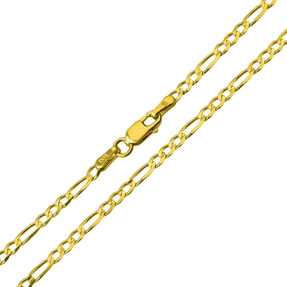 Jewelry America Solid 14k Yellow Gold 2mm Figaro Link Chain Necklace, 20"