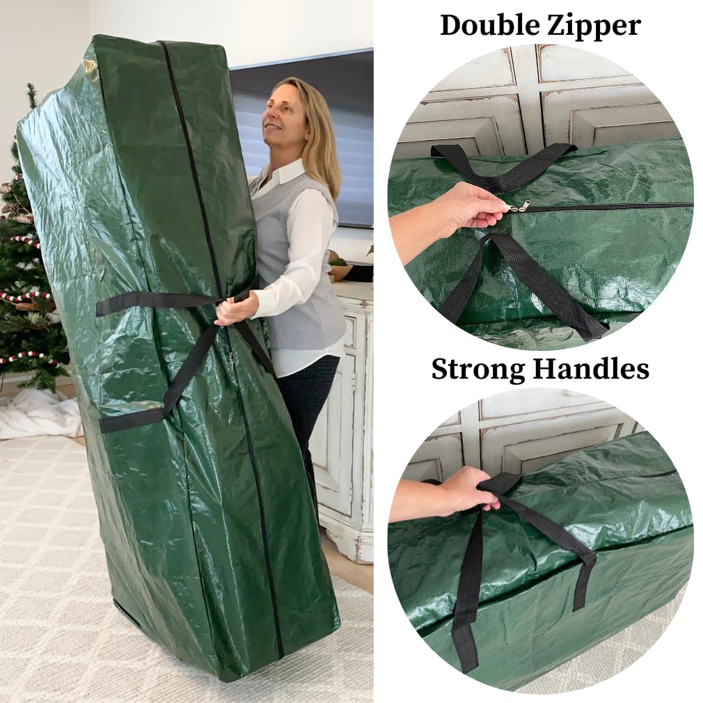 Evelots Christmas Tree Storage Bag - Fits 9 Ft Artificial Trees - Plastic Water Resistant Christmas Tree Bag - Strong Durable Handles Green