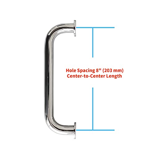 CKB 8" Back to Back Pull Shower Door Handle Compatible with 1/4" to 1/2" Thickness Glass Door for Frameless Shower Doors, Polished Steel with 304 Stainless Steelā¦