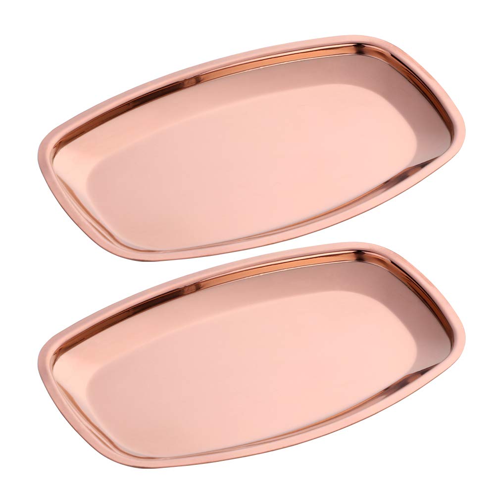 Buyer star Rose Gold 2PCS 7.12inch Stainless Steel Square Tray Fruit Trays Storage Tray Dish Plate Cosmetics Jewelry Decorative Organizer