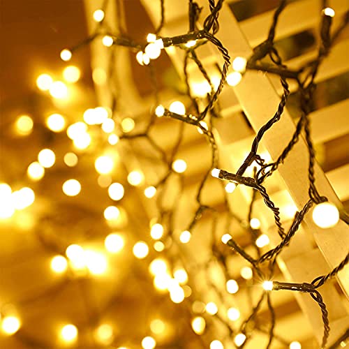 Solar String Lights, 100 LED 39ft LED String Lights Waterproof, 8 Modes, for Home Garden Patio Halloween Party Xmas Trees Decorate,Warm White,Pack of 2