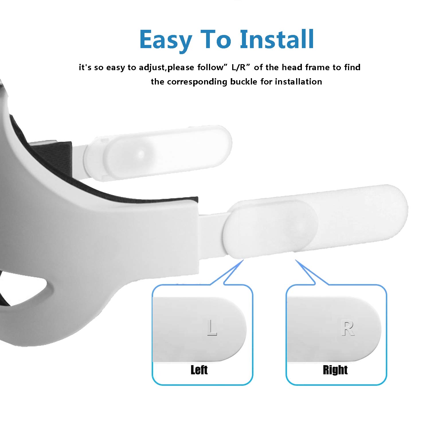 Syolin Q2 Adjustable Head Strap for Oculus Quest 2, All-in-one Vr Headset Adjustable Lightweight Ergonomic Comfortable Head Strap Reduce Head Pressure Comfortable Touch.
