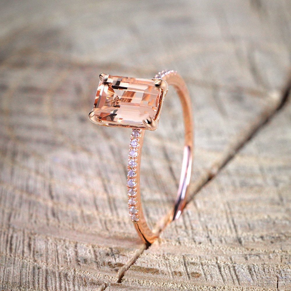 Wedding Rings for Women Rose Gold Engagement Ring with A Fine Small Square Zircon Ringa Good Gift for a Girlfriend, Boyfriend, Family