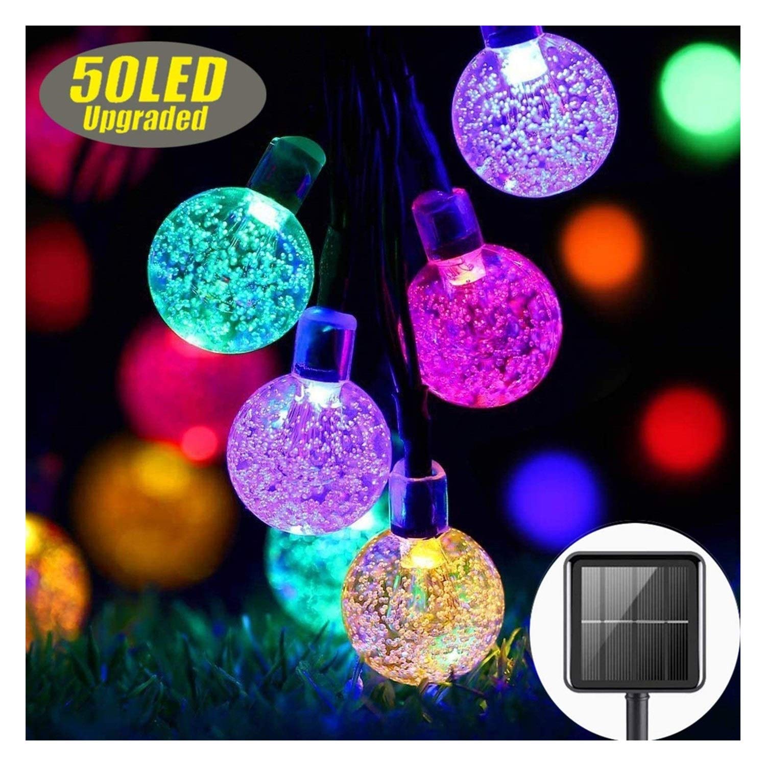 Solar String Lights Solar Fairy Lights Outdoor Waterproof, 50LED Solar Garden Lights, 8 Mode 7M/24Ft Indoor/Outdoor Solar String Lights for Garden Patio Yard Home Christmas Parties Wedding(Multi-Colou