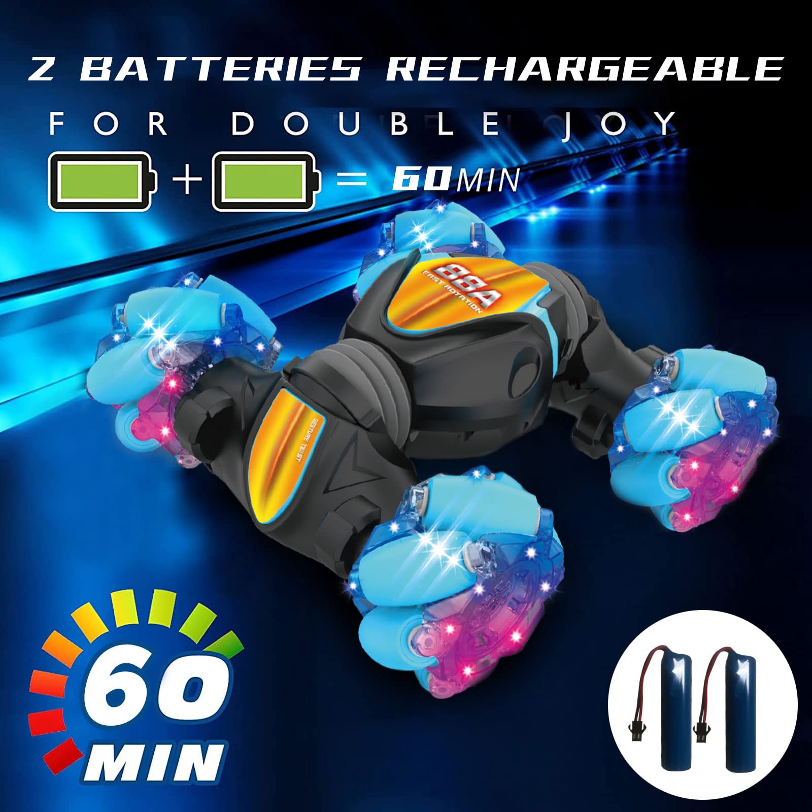 Remote Control Car,Gesture Sensing Car Hand Remote Controlled Car Stunt Crawler Double Sided Rotating 360 Rotating 2.4 GHz Remote Control Car Toy for Girls Boys