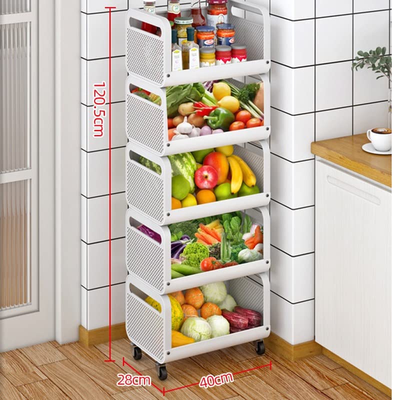 DANN Kitchen Spice Storage Rack 3/4 Tier Floor Cutlery Rack for Bathroom Storage Rack Multifunctional Trolley (Color : D, Size : 120.5cm*40cm)