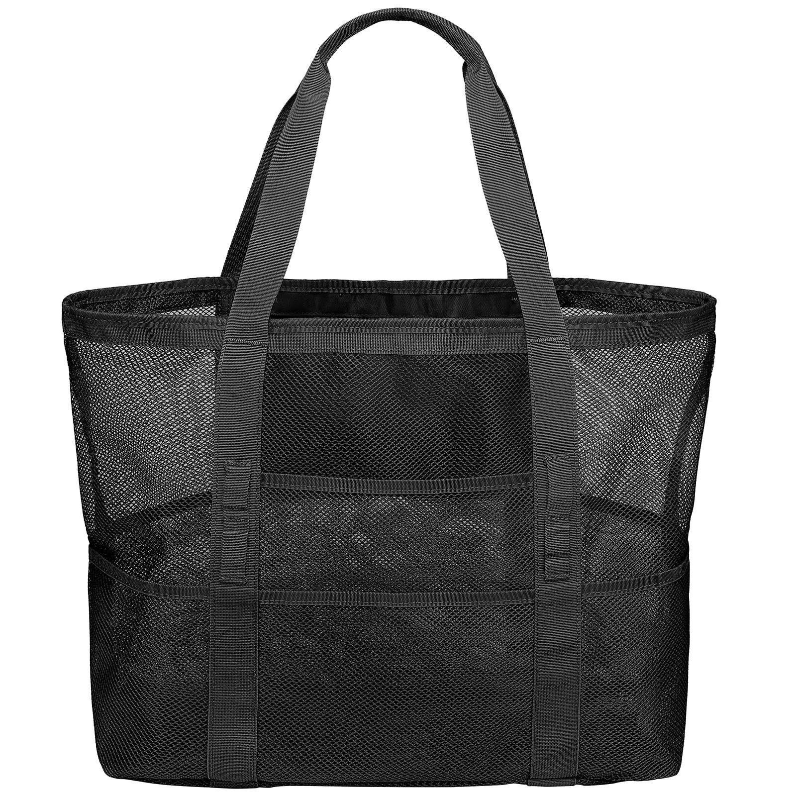 Cambond Beach Bag-Mesh Tote Bags for Women with Multiple Pockets, Black