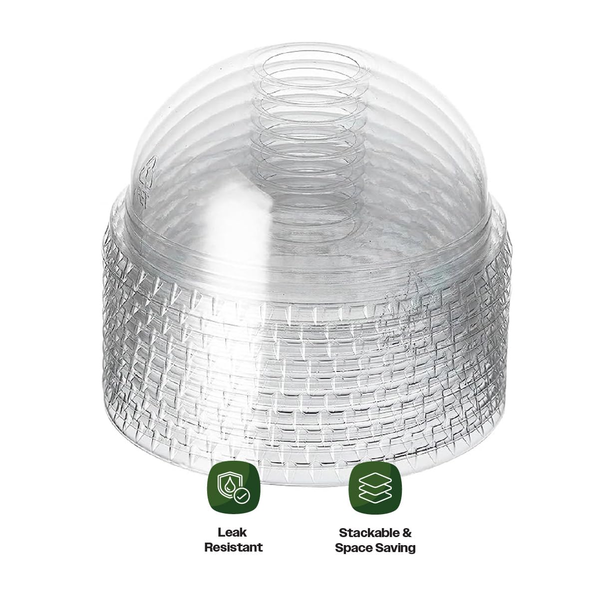 CIAO! PET Dome Lid with Straw Hole, Designed and Fit for 9OZ/12OZ CIAO! Brand PET Cold Drink Cups Only, 92mm (Case of 1,000)