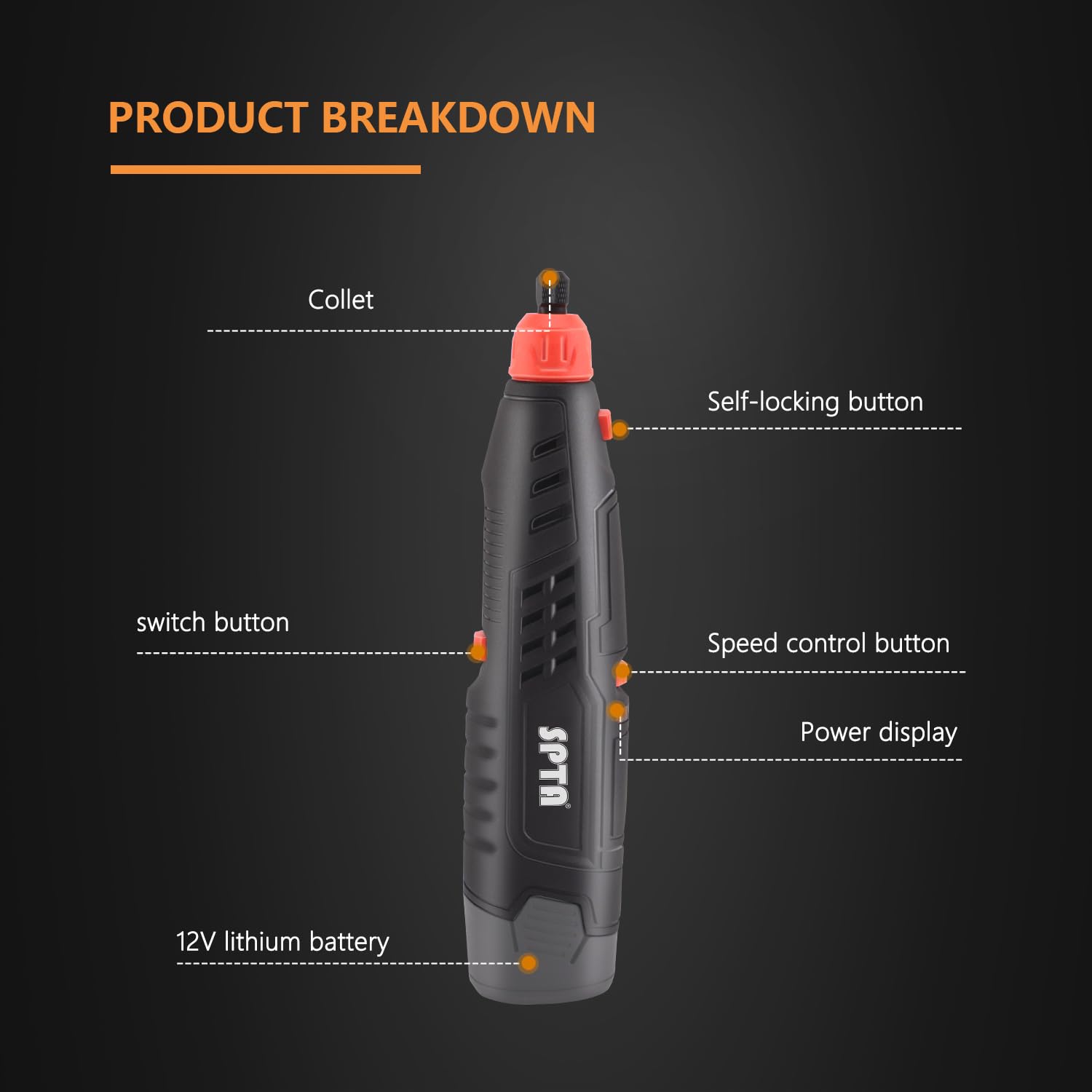 Cordless Rotary Tool, SPTA Cordless Mini Car Polisher, 36Pcs 12V Li-ion Battery IVT 5,000-25,000 RPM Small Buffer Polisher Polishing Foam Pad Set for Polishing Sanding