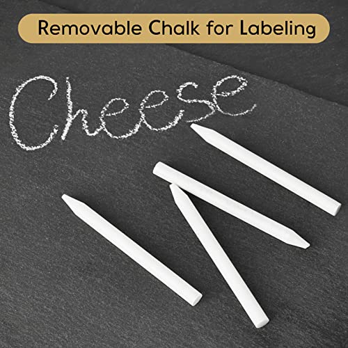 LAVEMCH 4 Pack Slate Cheese Boards, 12” x 8” Charcuterie Boards Sussi Plate Stone Tray with 4 Pieces Soapstone Chalks for Cheese, Meats, Appetizers, Dried Fruits, Gourmet, Black