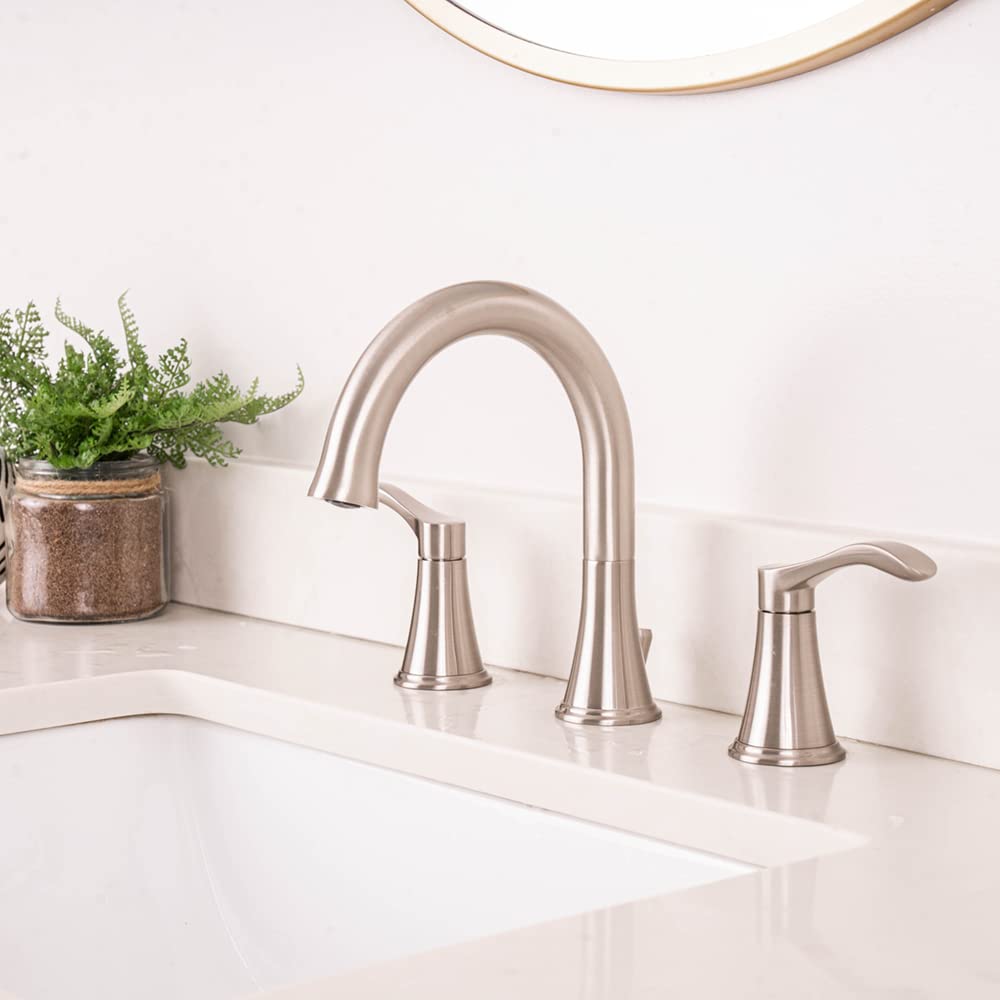 EZ-FLO Bathroom Faucet, Widespread Lavatory Sink Faucet with 2 Handles, Brushed Nickel, 10715