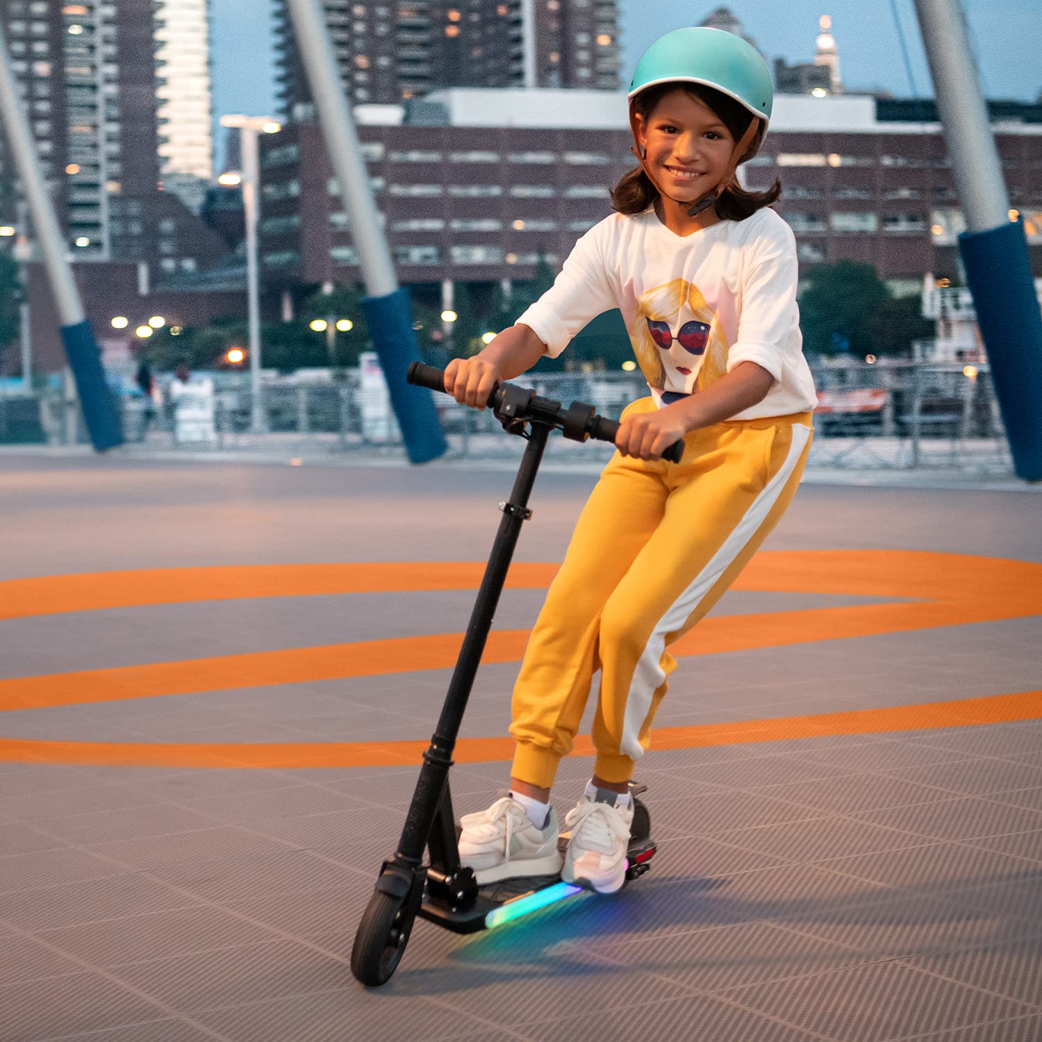 Jetson Omega Electric Scooter, Up to 10 MPH, Range Up to 5 Miles, 150-Watt Motor, Foldable, 3 Speed Mode, Light-Up Deck, Ages 8+, Black, JOMEGA-BLK