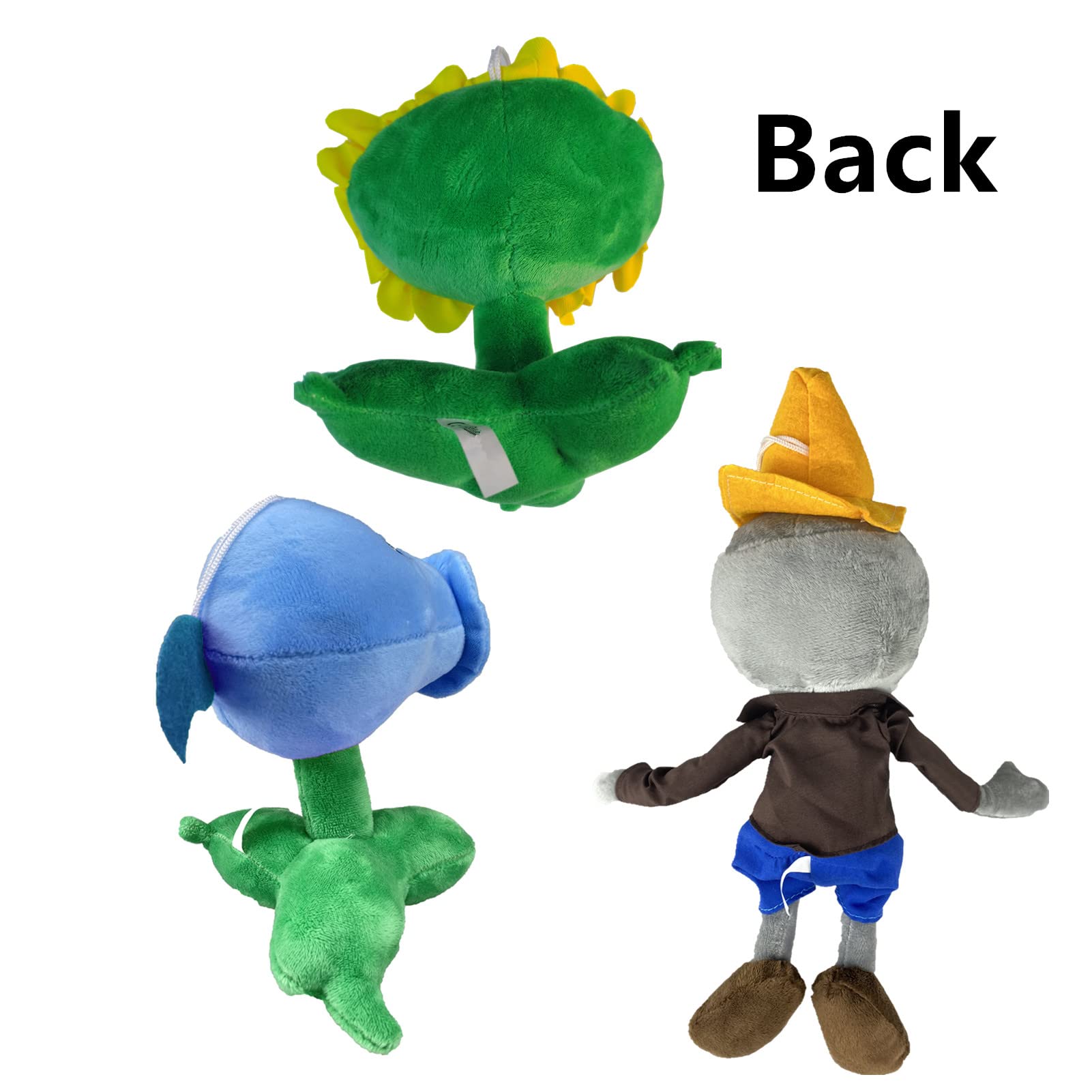 JHESAO 3 PCS Plants and Zombies Plush Conehead Zombies Plants Sets Toy Peashooter, 1 2 Stuffed Soft Conehead Zombie Doll, Sunflower PVZ Plush Figure Doll New