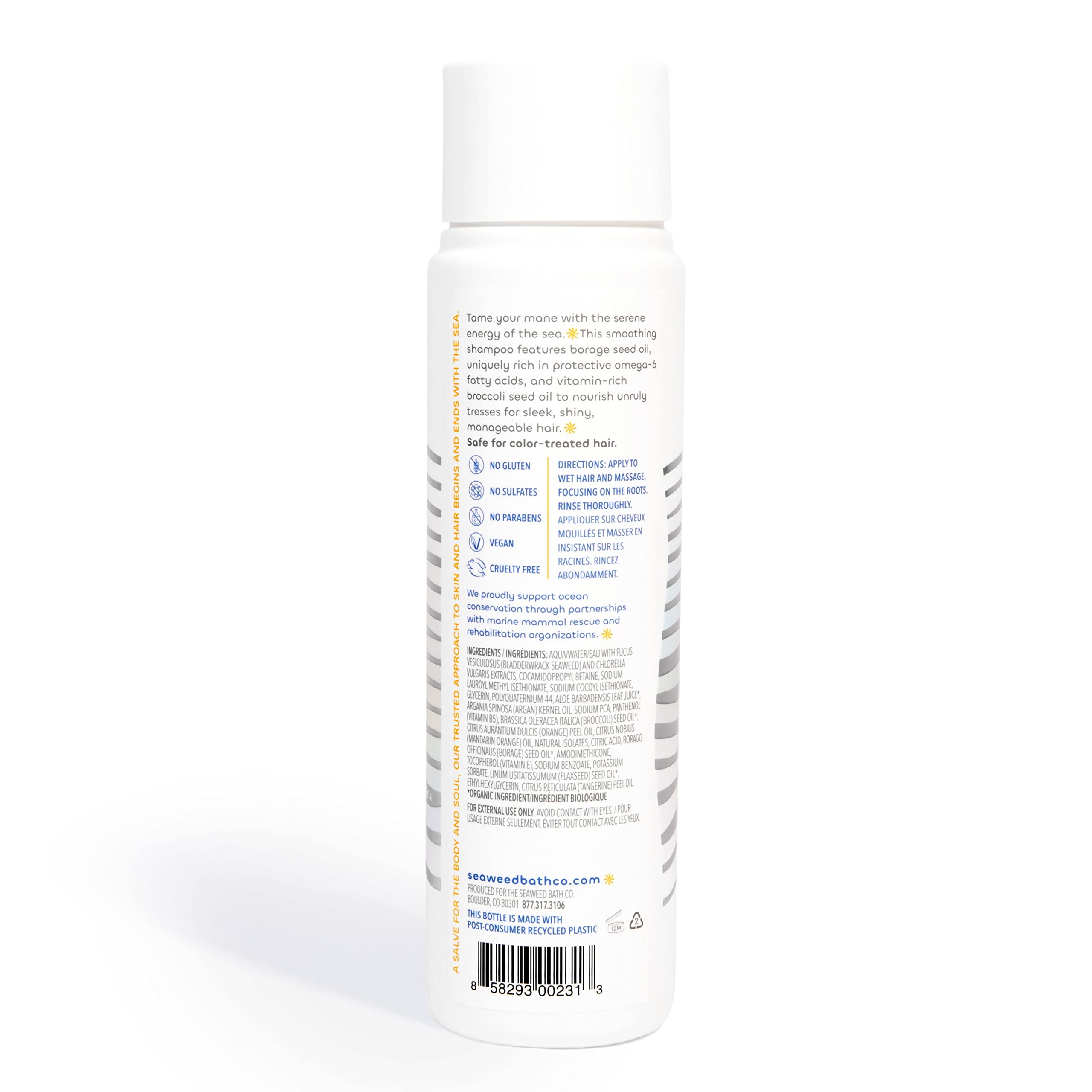 Seaweed Bath Co. Smooth Shampoo, Citrus Vanilla Scent, 12 Ounce, Sustainably Harvested Seaweed, Borage and Broccoli Seed Oils, For Curly and Frizzy Fine Hair