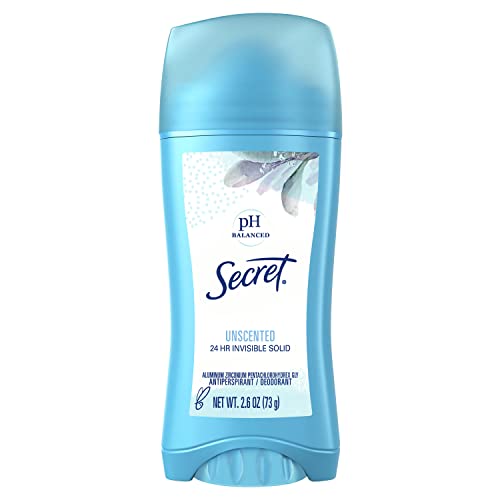 Secret Antiperspirant and Deodorant Women, Original Unscented Invisible Solid, pH Balanced, 2.6 Oz (Pack of 6)