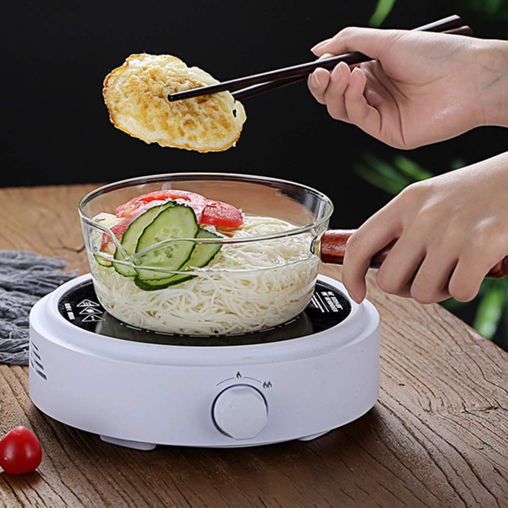 Glass Saucepan Nonstick Sauce Pot With Lid Pasta Pot Milk Pan Glass Stovetop Pot Kitchen Cookware For Noodle Soup Milk Food 400ML Transparent