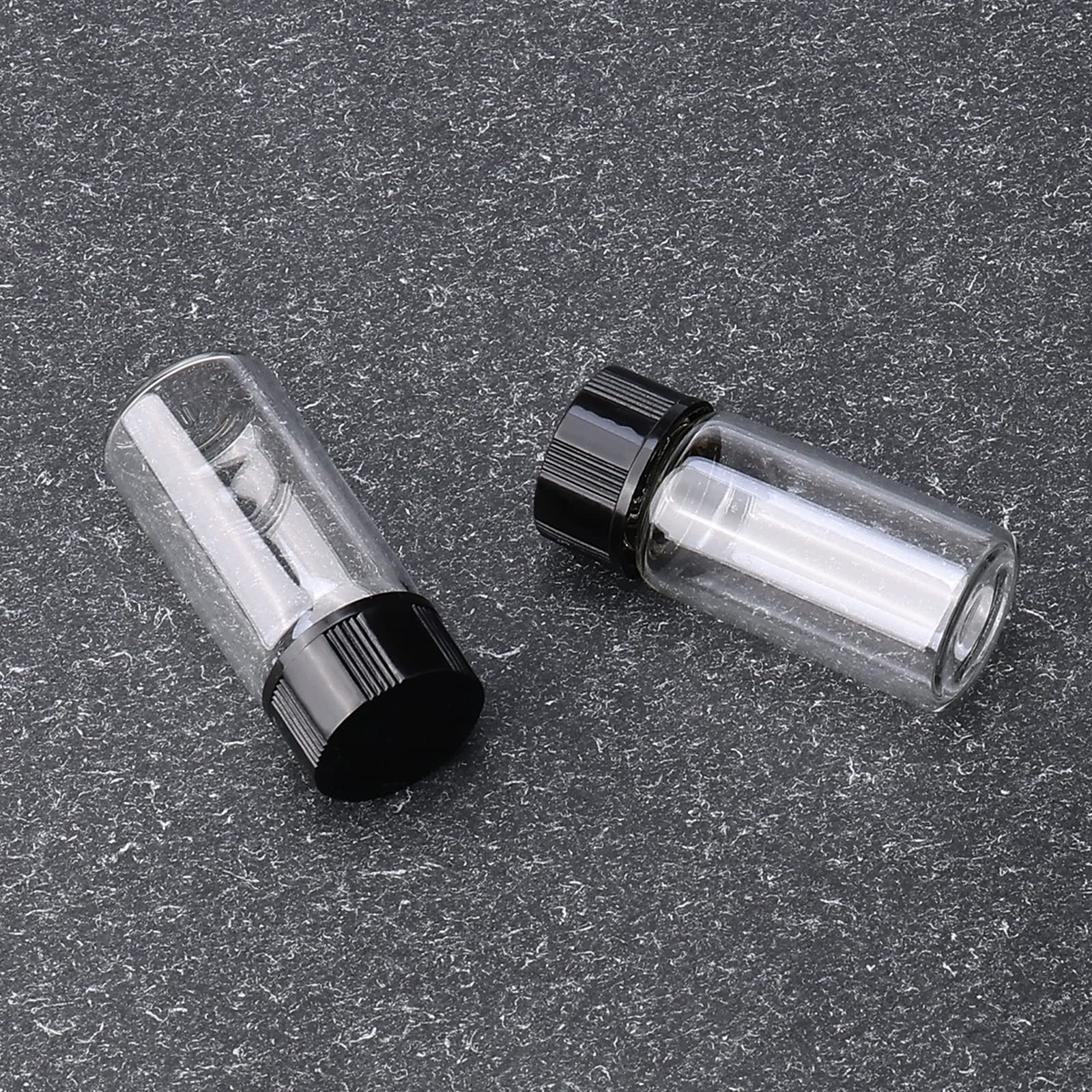 Csfglassbottles 50 pcs 5ml (0.17 Oz) Small Clear Glass Vials Liquid Sampling Sample Vial Leak-Proof Storage Bottles with Black Screw Caps for Oil Chemistry Lab Chemicals