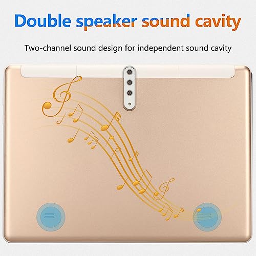 ciciglow 10 Inch Tablet, Tablet PC 3GB RAM 32GB ROM 2.0GHz Octa Core CPU, 5G WiFi Gold Tablet IPS Display 3 Card Slots 6000mAh 100β240V (US Plug)