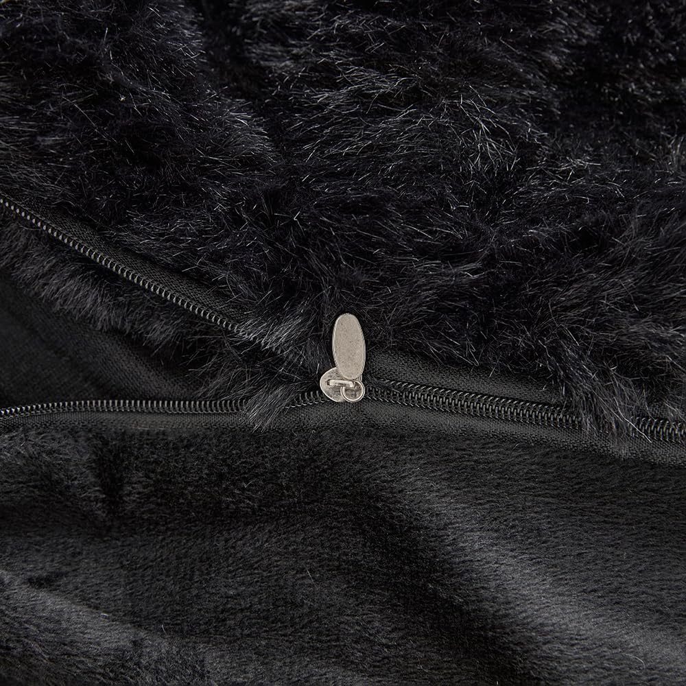 chovy Kids Girls Rabbit Plush Black Bread Grid Comforter Cover Duvet Cover Full - 3PC Faux Fur Bed Set Soft Warm Velvet Flannel Fluffy Fuzzy Bedding(Comforter x 1 Pillowcases x 2)