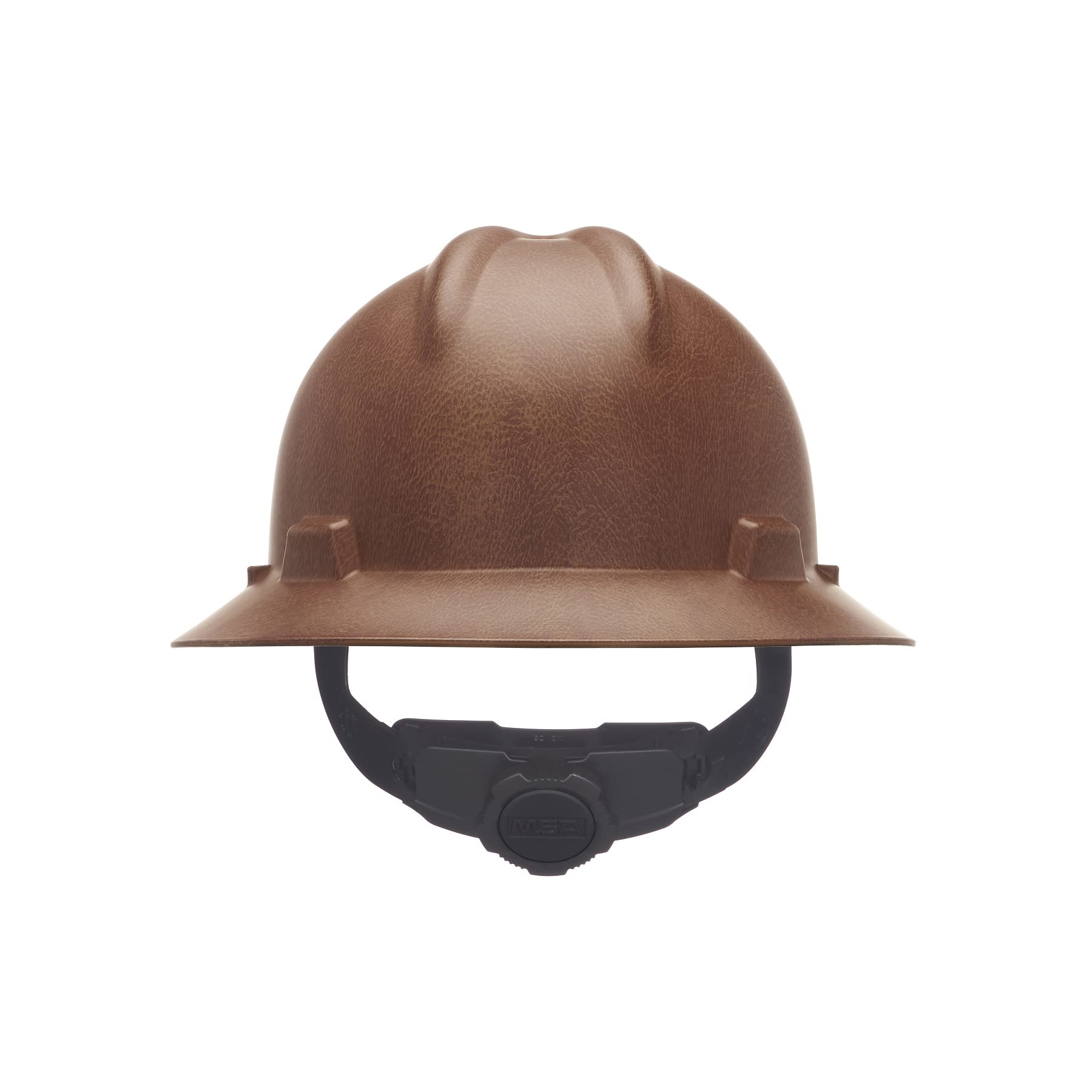 MSA 10204782 Hydro Dip V-Gard Full-Brim Hard Hat With Fas-Trac III Ratchet Suspension | Polyethylene Shell, Self Adjusting Crown Straps - Standard Size in Ital Leather