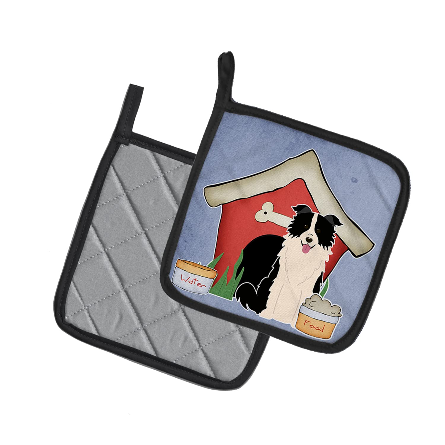 Caroline's Treasures BB2872PTHD Dog House Collection Border Collie Black White Pair of Pot Holders Kitchen Heat Resistant Pot Holders Sets Oven Hot Pads for Cooking Baking BBQ, 7 1/2 x 7 1/2