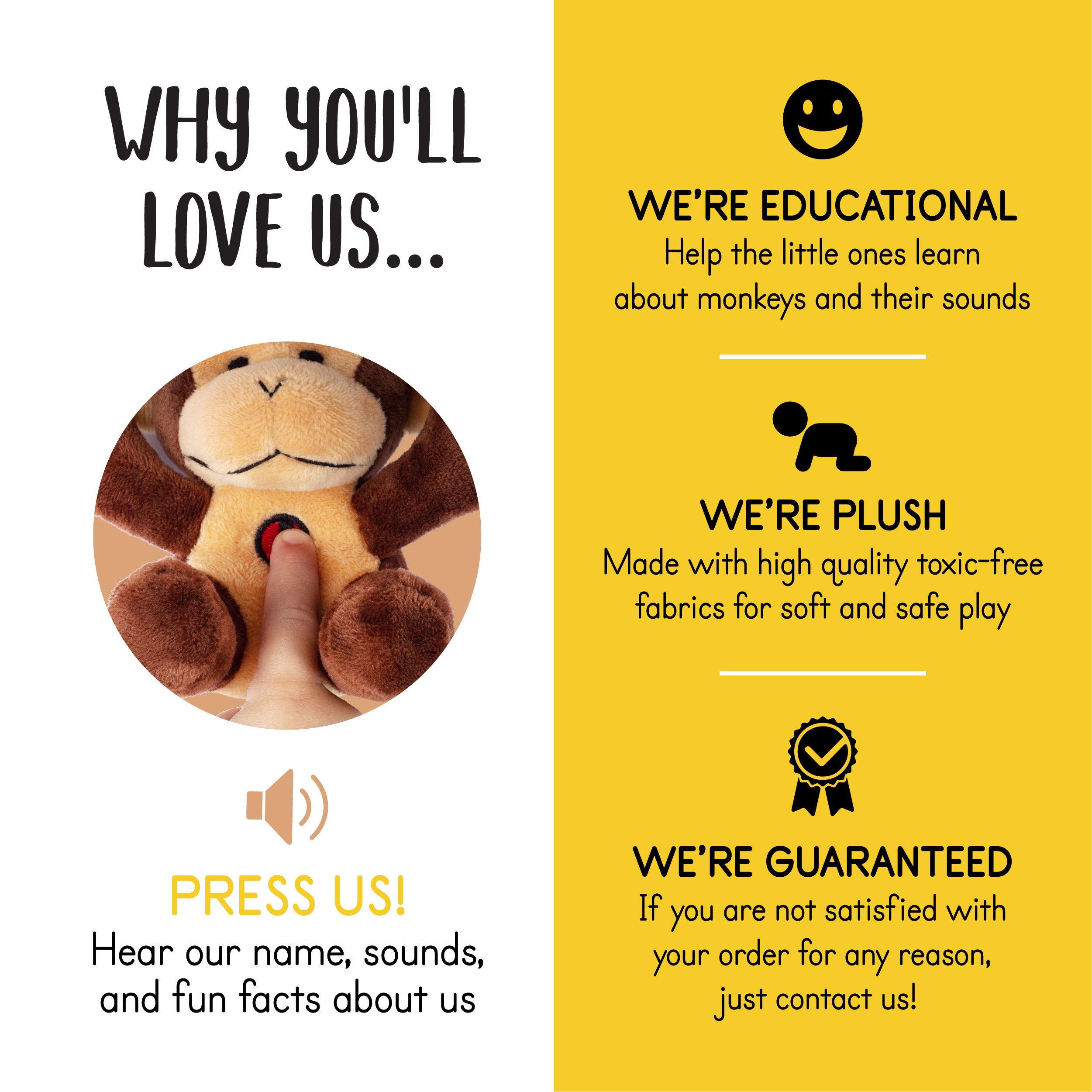 Talking Plush Monkeys Toy Set with Banana Carrier | Soft, Fluffy, and Great Gift for Babies and Toddlers