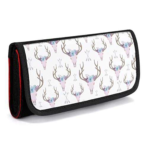 Bohemian Bull Skull and Arrow Carrying Case Storage Holder Bag Printed Handbag for Switch Console Game and Slots Cards Accessories