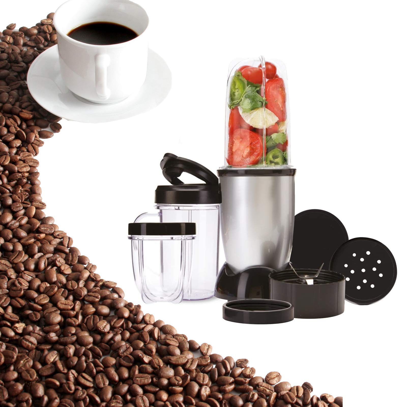 Beaquicy 2 Pack 16oz Cup with Cross Blade and Flat Blade Combo - Replacement for Mag-ic Bullet Blender Juicer 250W MB1001