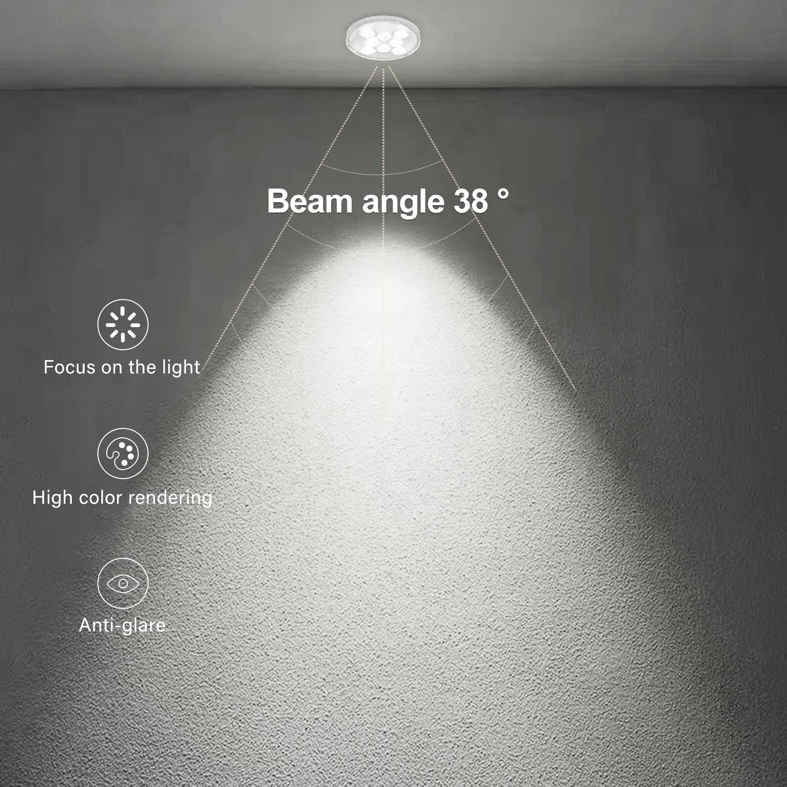 GOHDLAMP Dimmable GU10 LED Bulbs - 50W Equivalent Recessed Track Lighting - 5W 5000K Daylight White - 450LM 38° Beam Spot Light Bulbs - Ideal for Kitchen, Living Room, Bedroom - Pack of 6.
