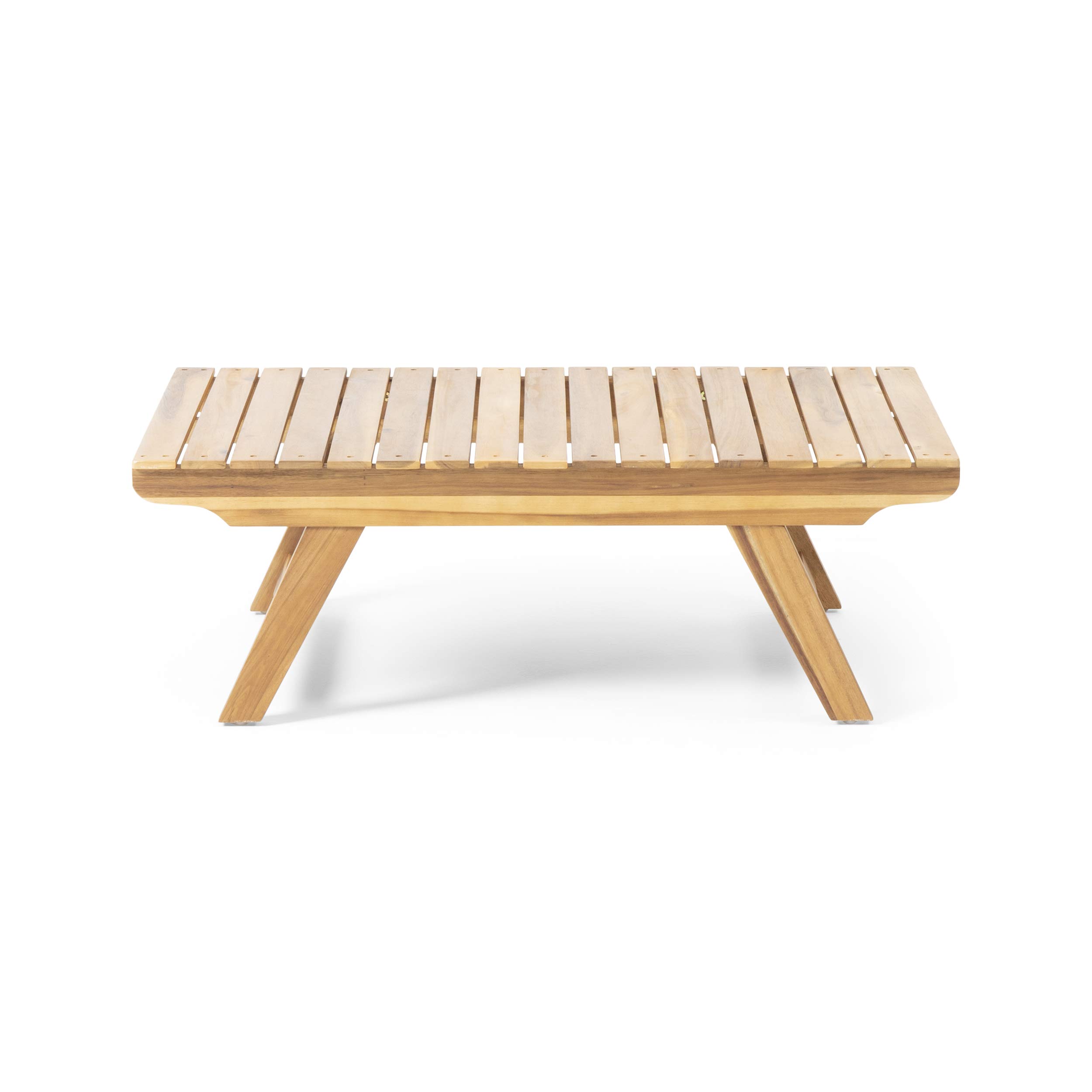 GDFStudio Outdoor Wooden Coffee Table, Teak Finish
