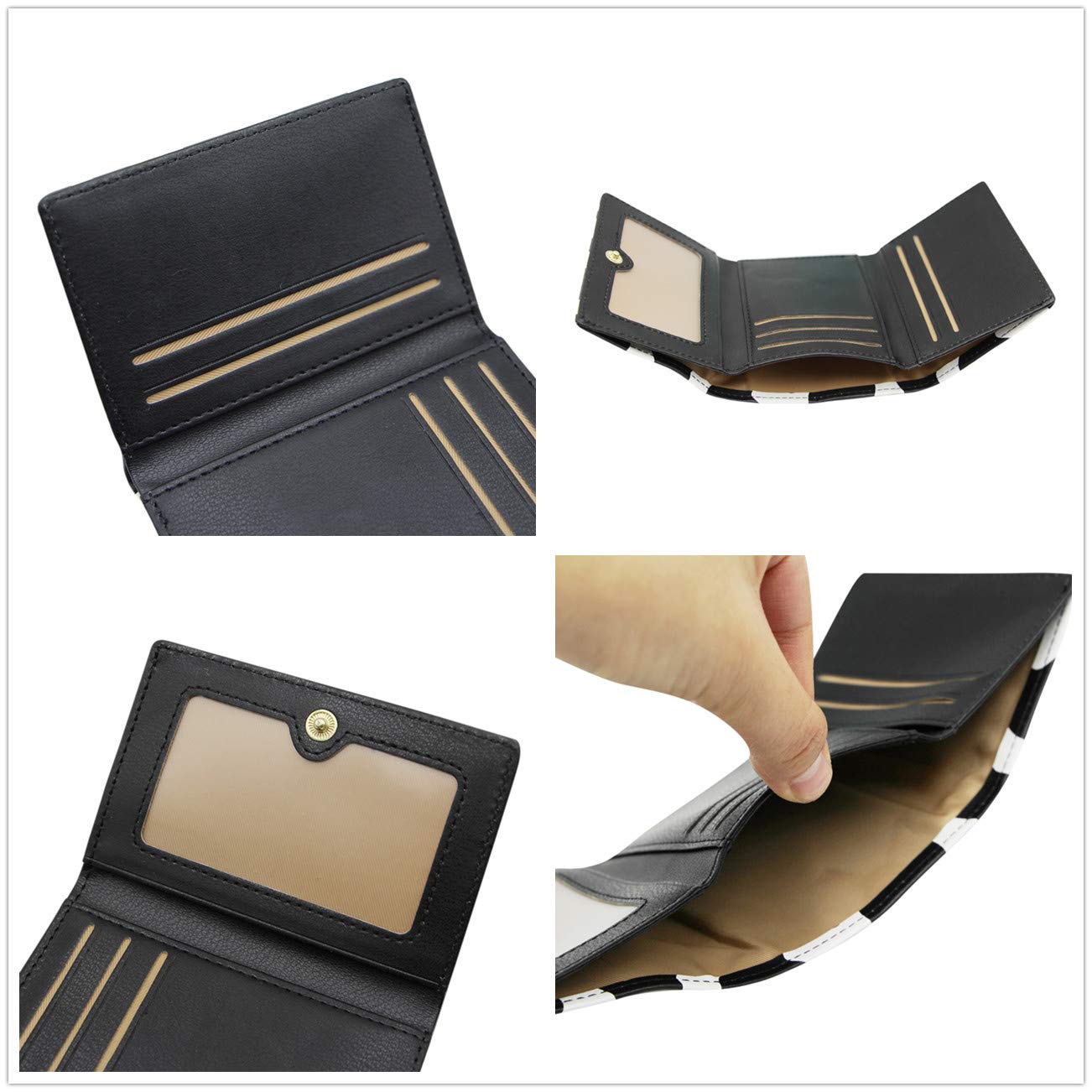 MINGSEECESS Women PU Leather Small Coin Wallet Cute Cow Pattern Tri-Fold Card Holder Snaps Clutch Purse