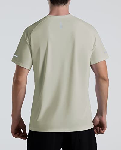 Men's Cooling Ice Silk Running Shirts Quick Dry Short Sleeve Athletic Gym T-Shirts UPF 50+ Outdoor Workout Tshirts Light Green
