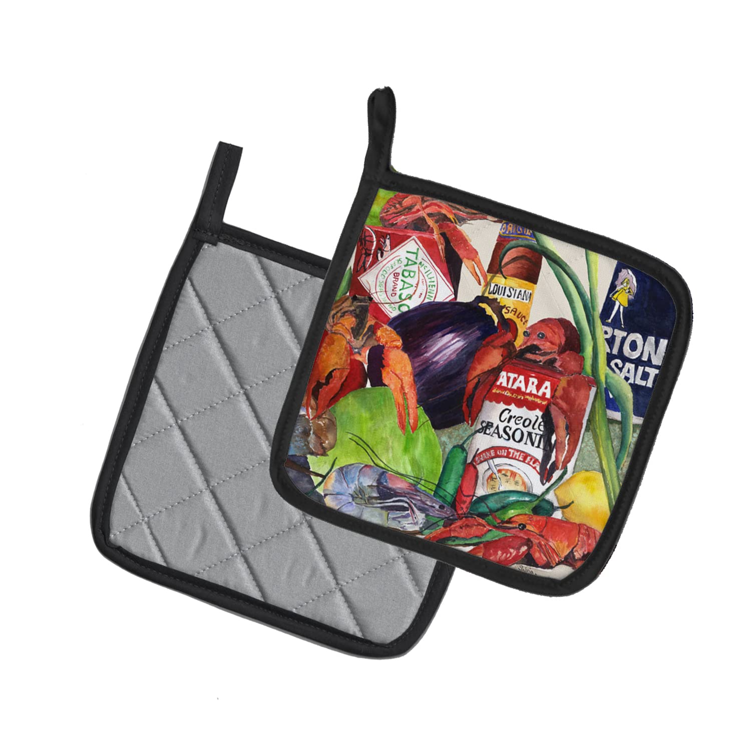 Caroline's Treasures 8540-2PTHD Louisiana Spices Pair of Pot Holders Kitchen Heat Resistant Pot Holders Sets Oven Hot Pads for Cooking Baking BBQ, 7 1/2 x 7 1/2