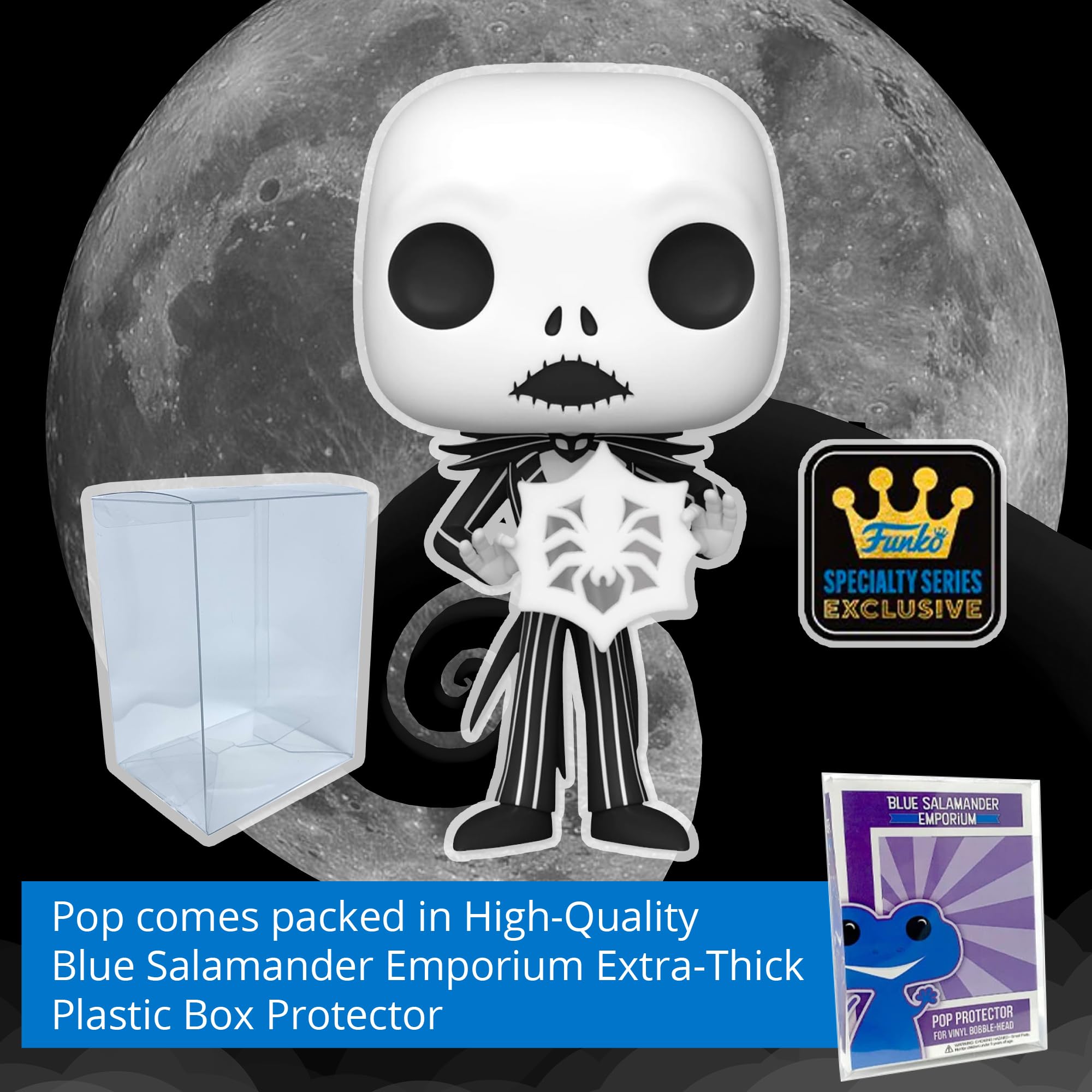 Blue Salamander Emporium Protective Case Bundled with Vinyl Figure – The Nightmare Before Christmas 30th Anniversary – Jack Skellington with Snowflake #1385 Specialty Series